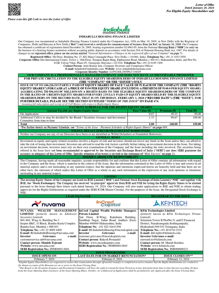 Project Lakshya Letter of Offer January 29 2024 Filing Version | PDF ...