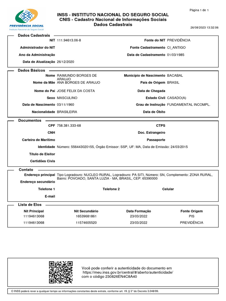 Dados-Cadastrais Raimundo Borges | PDF | Brasil