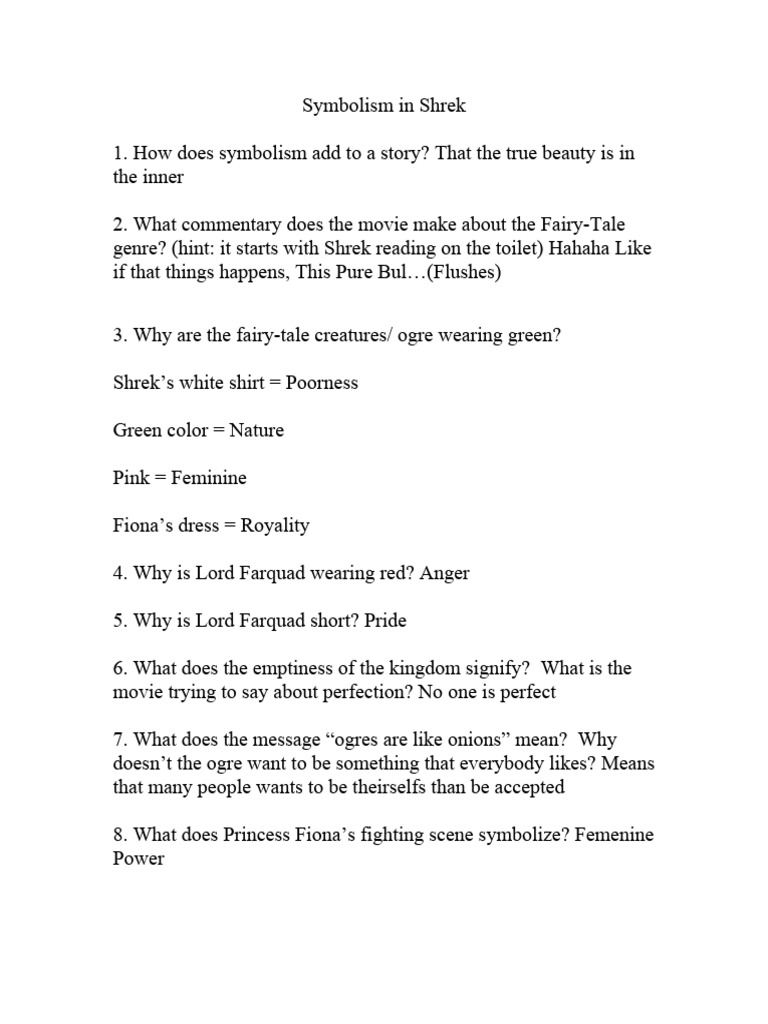 Symbolism in Shrek | PDF
