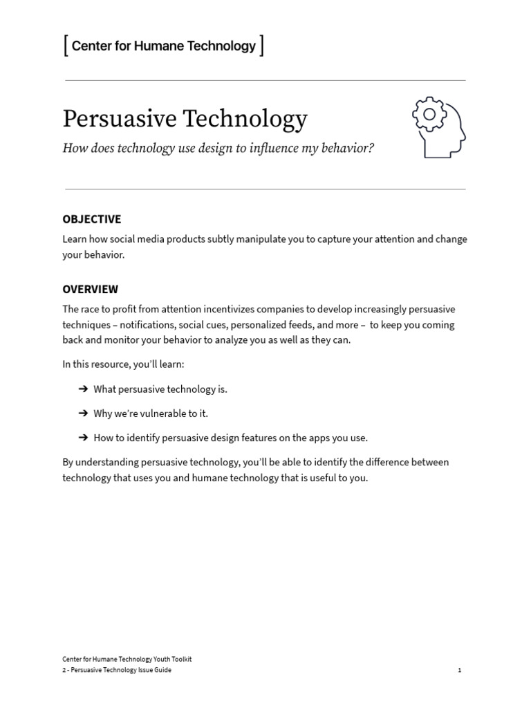 Persuasive Technology Issue Guide | PDF | Popular Culture & Media ...