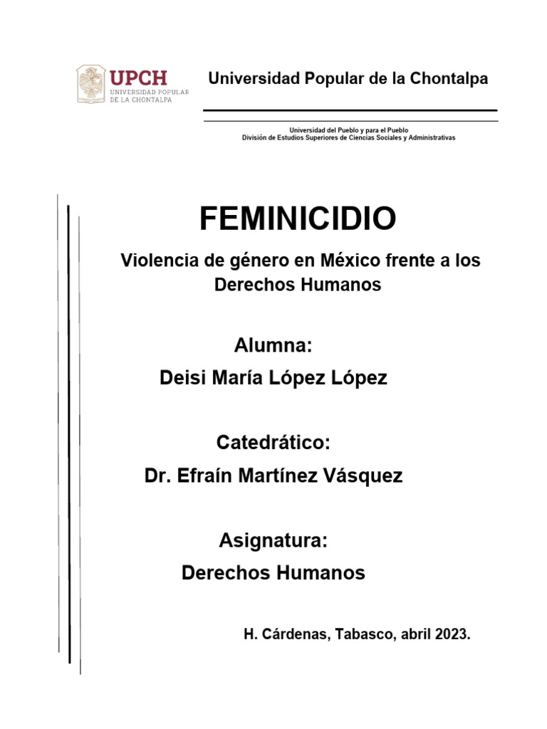 Feminicidio Frente A Los Derechos Humanos | Descargar gratis PDF | La violencia contra las ...