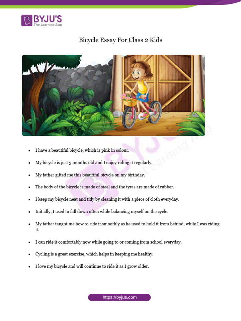 Bicycle Essay For Class 2 Kids | PDF
