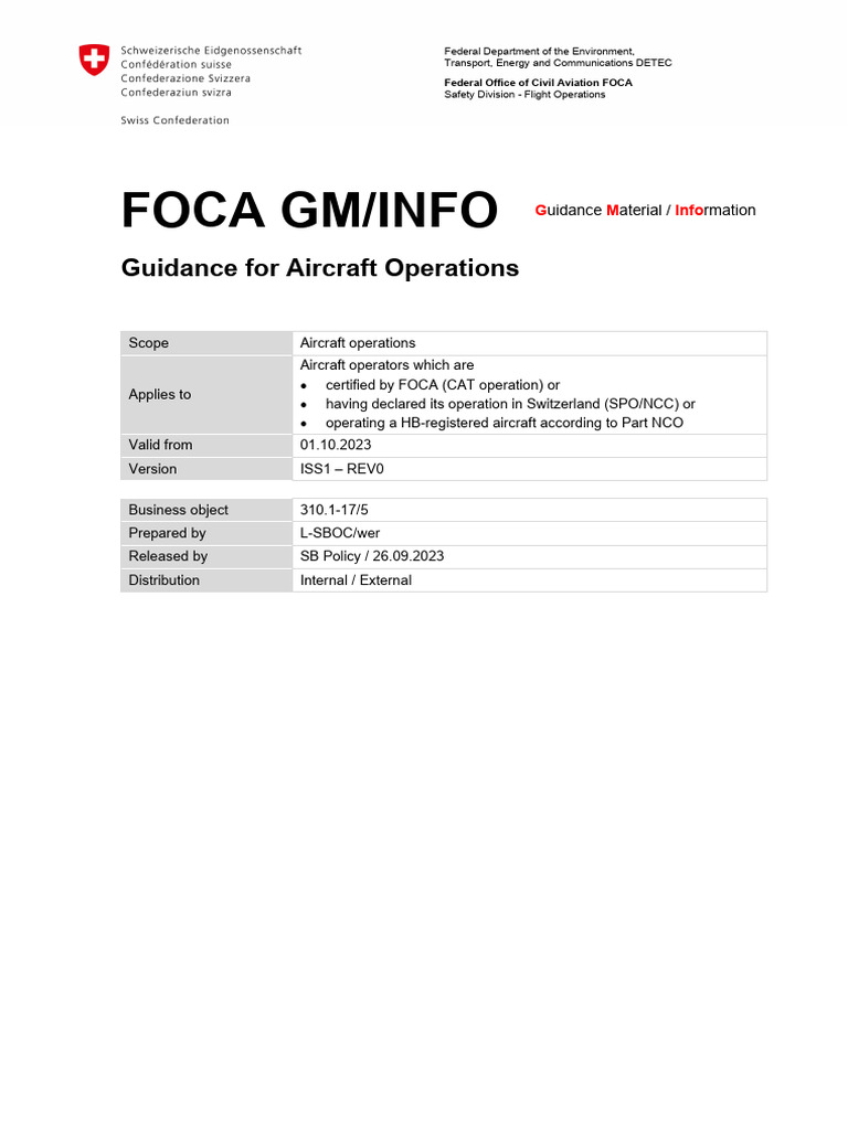 FOCA GM - INFO - Guidance For Aircraft Operations | PDF | Aeronautics ...