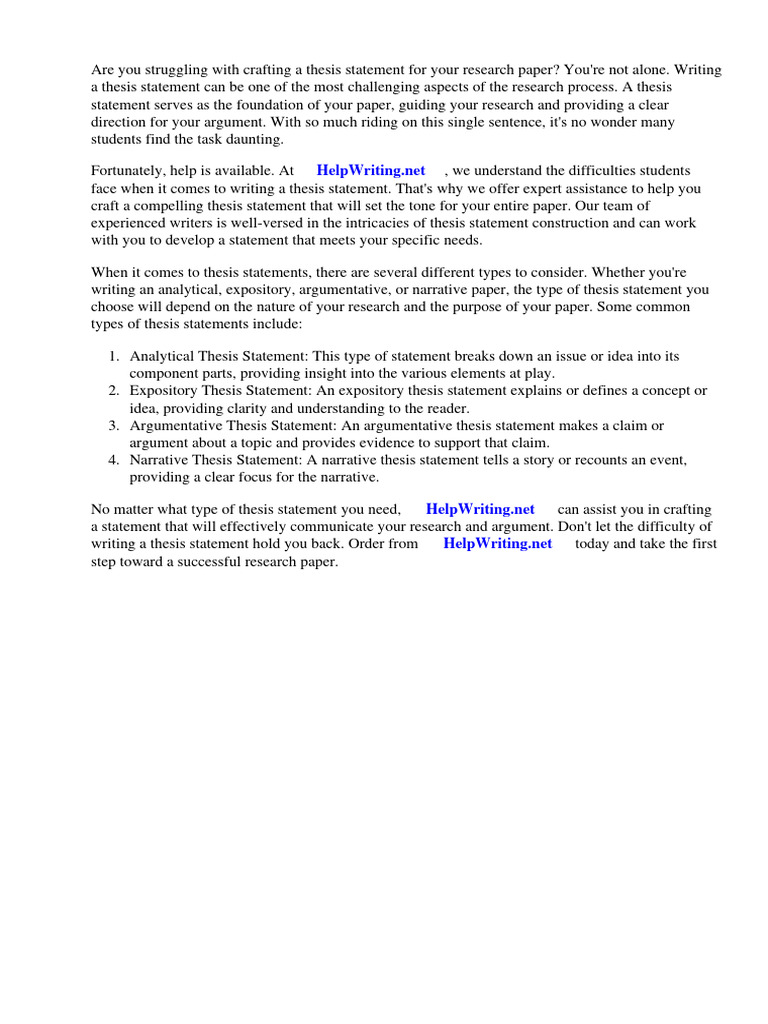 Types of Thesis Statements For Research Papers | PDF | Essays | Thesis