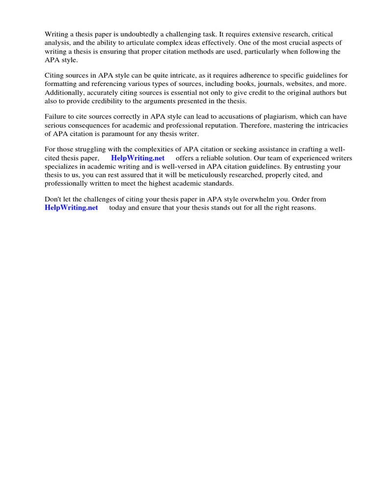 How To Cite Thesis Paper Apa | PDF | Apa Style | Thesis