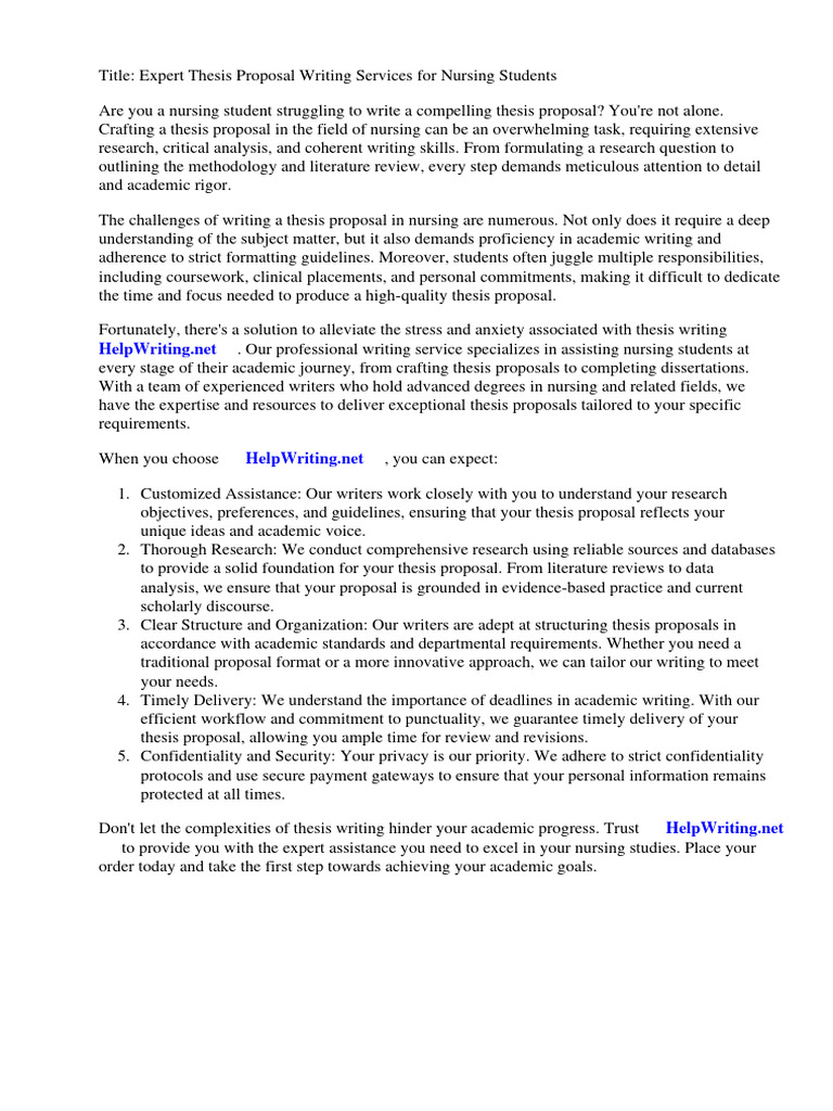 Sample Thesis Proposal Nursing | PDF | Thesis | Nursing
