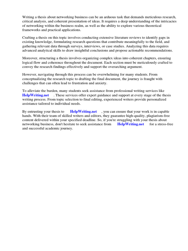 Thesis About Networking Business | PDF | Computer Network | Thesis