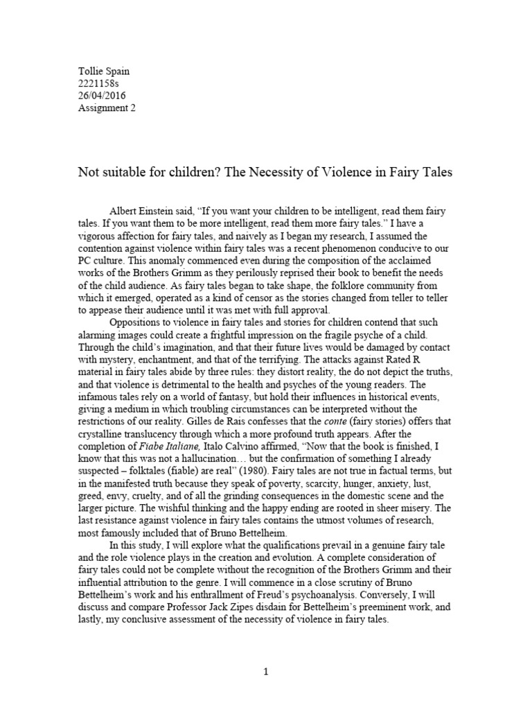 Violence in Fairy Tales: A Necessity? | PDF | Fairy Tales | Psychoanalysis