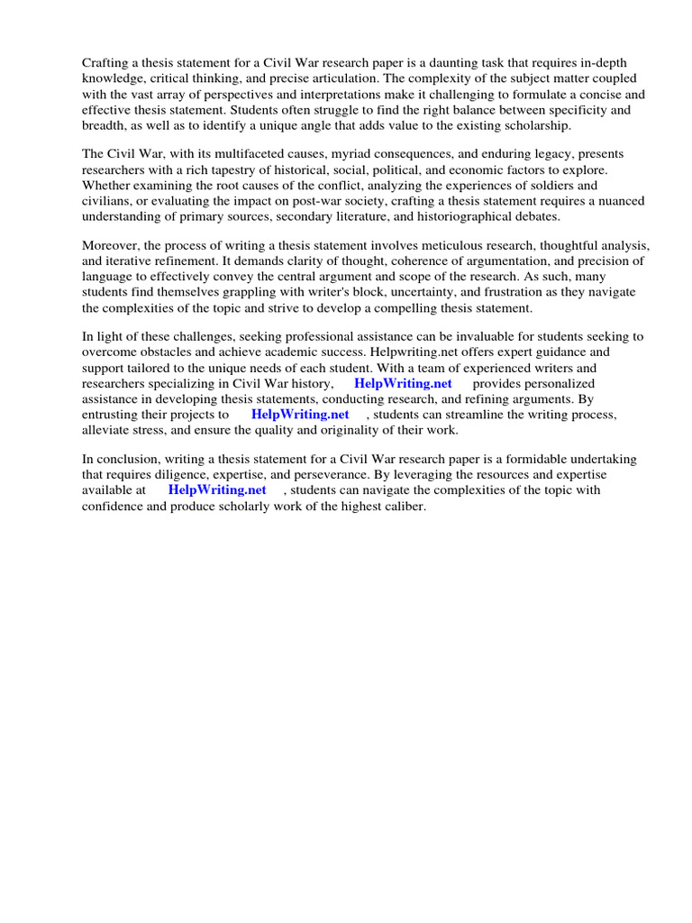 Civil War Thesis Statement | PDF | American Civil War | Reconstruction Era