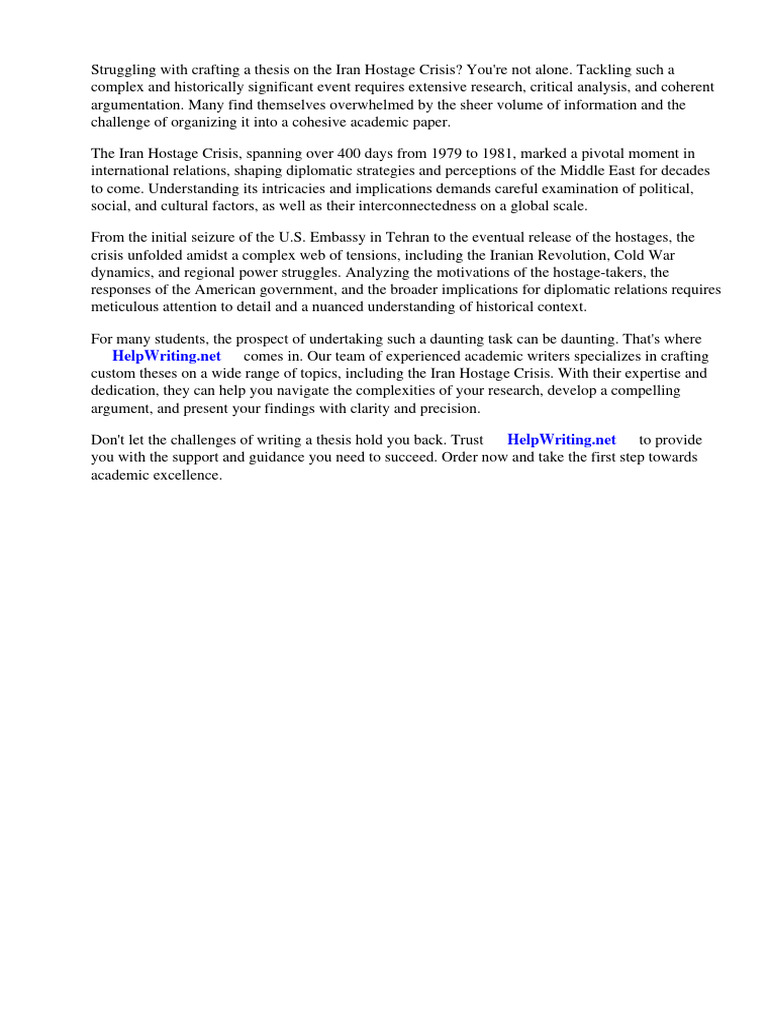 Iran Hostage Crisis Thesis Statement | PDF | Mohammad Reza Pahlavi ...
