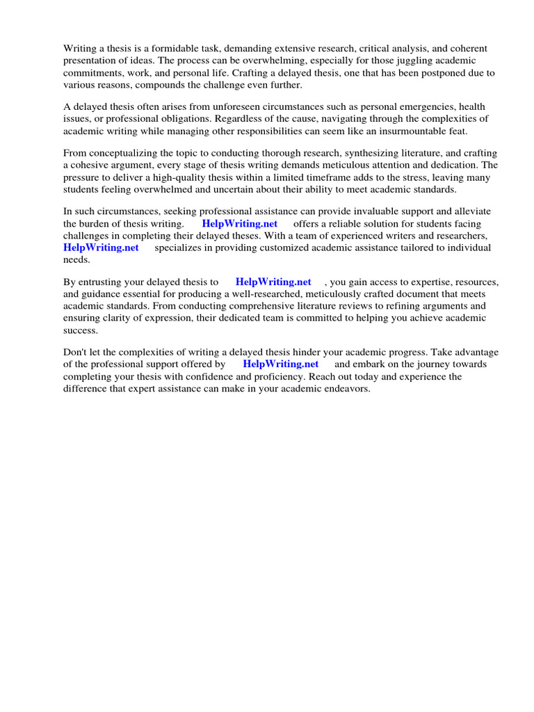 Delayed Thesis Definition | PDF | Essays | Thesis