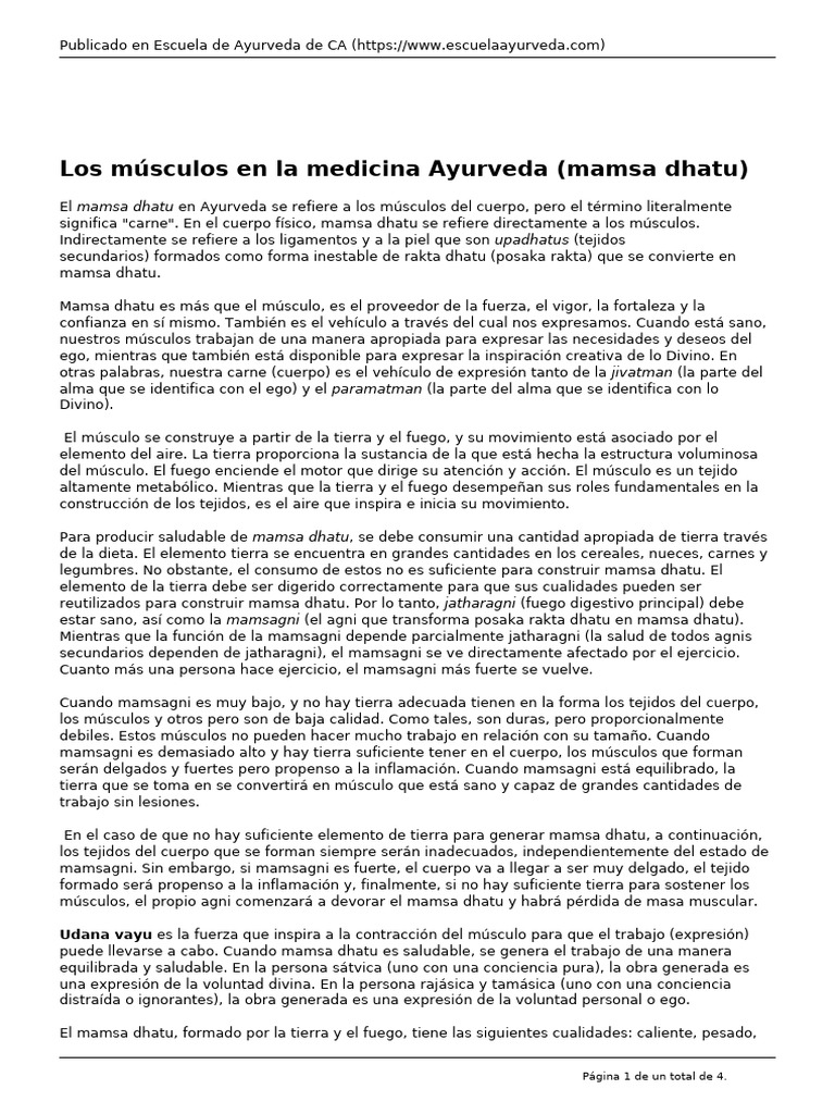 Escuela Ayurveda Mamsa Dhatu | PDF | Alimentos | Ayurveda