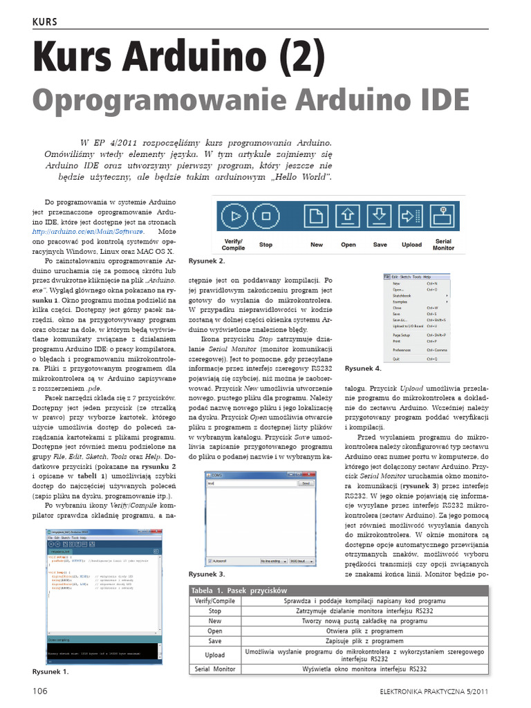 Kurs Arduino 2 - Oprogramowanie Arduino IDE | PDF