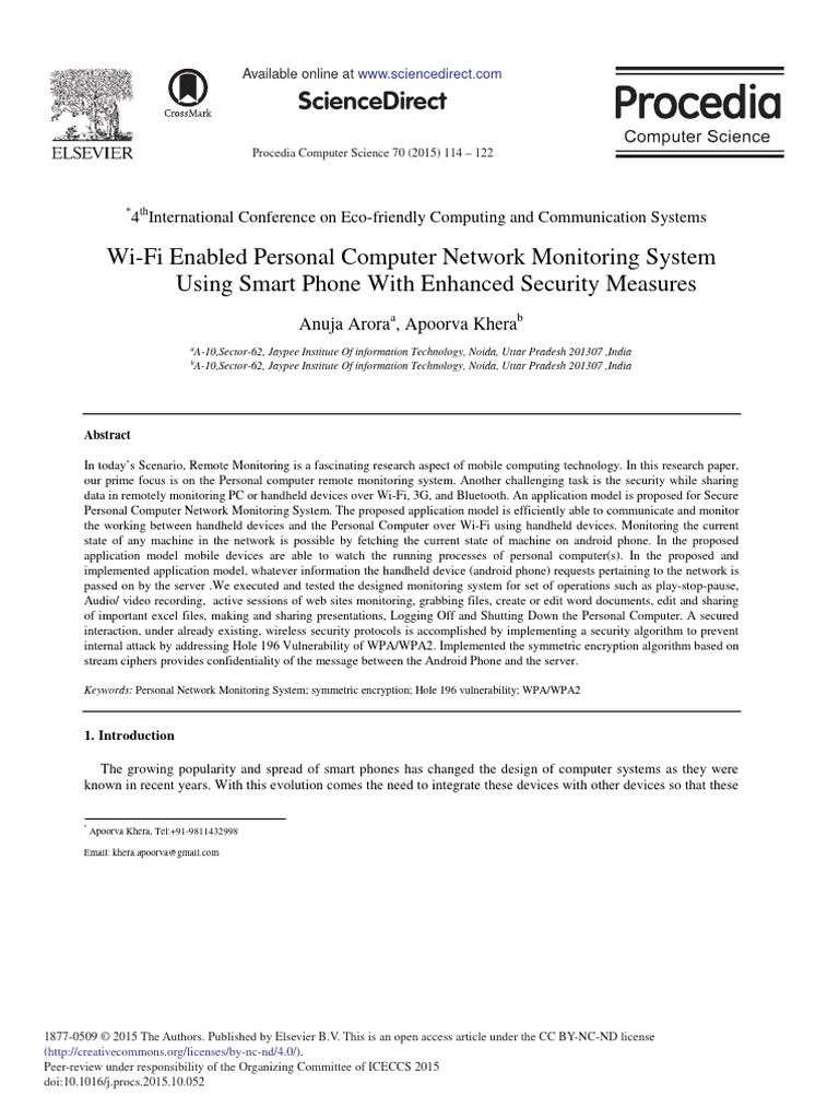 Wi Fi Enabled Personal Computer Network Monitoring System Pdf Computer Network Wi Fi