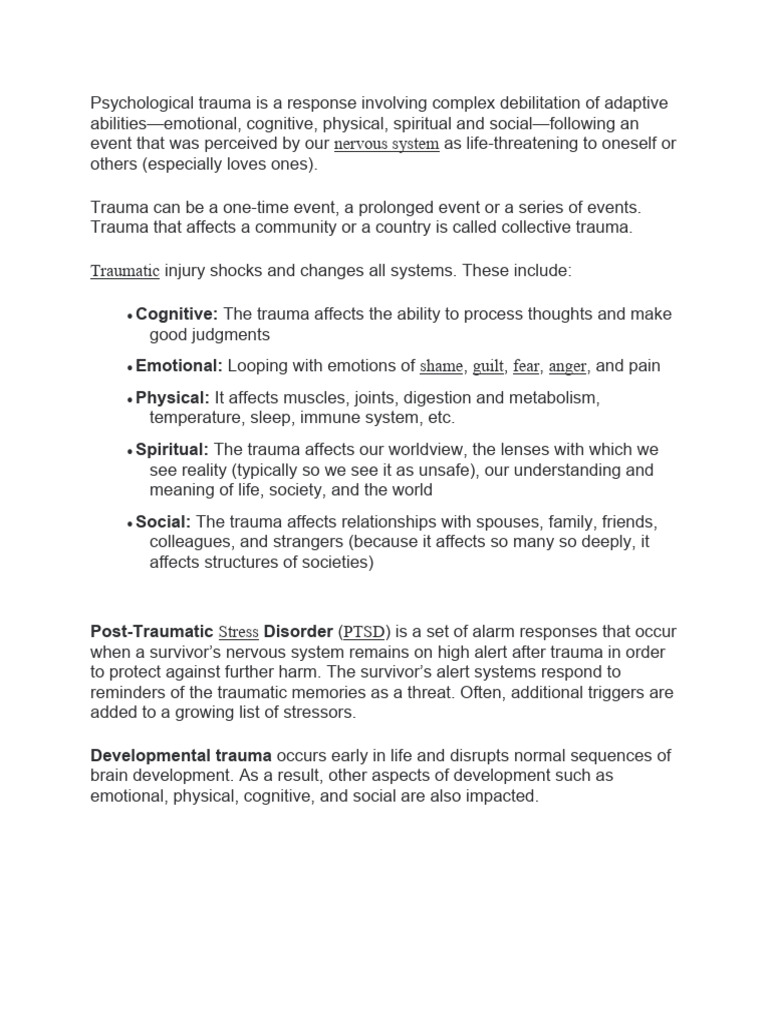 Psychoeducation For Trauma | PDF | Psychological Trauma | Psychotherapy