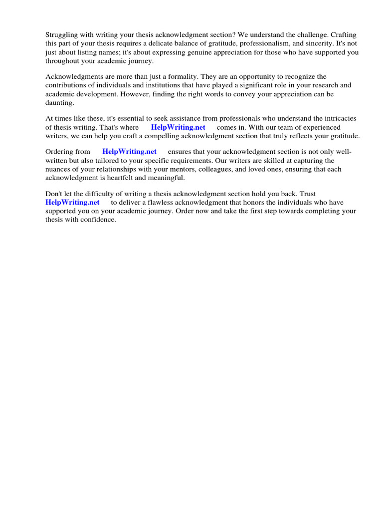 Acknowledgement Writing Sample Thesis | PDF | Thesis