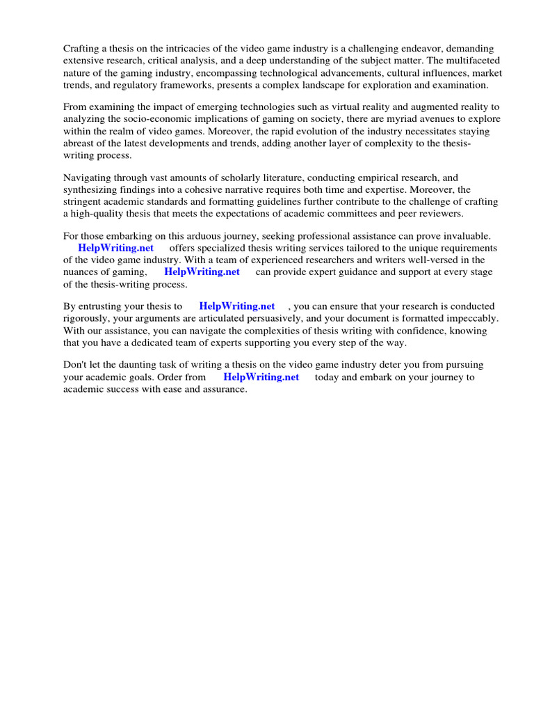 Thesis Video Game Industry | PDF | Video Games | Video Game Consoles