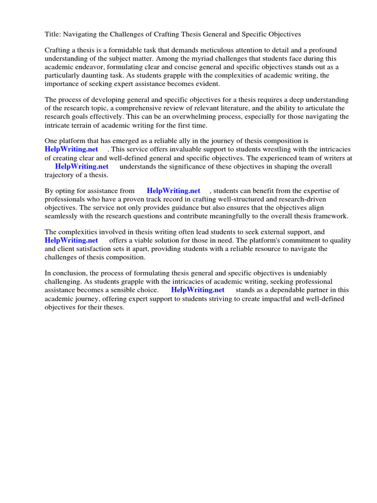 Thesis General and Specific Objectives | PDF | Methodology | Sampling ...