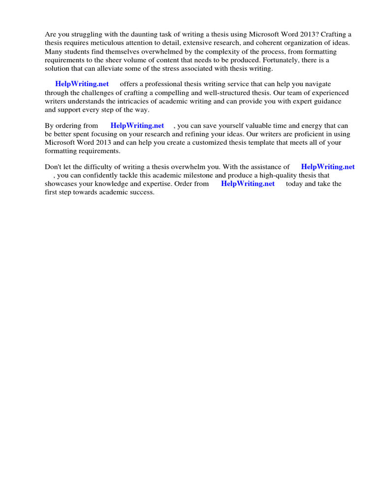 Microsoft Word 2013 Thesis Template | PDF | Thesis | Microsoft Word