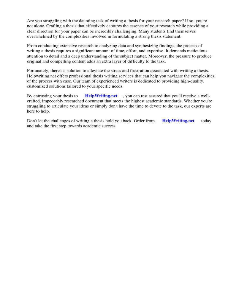 Thesis For A Research Paper Generator | PDF | Thesis | Essays