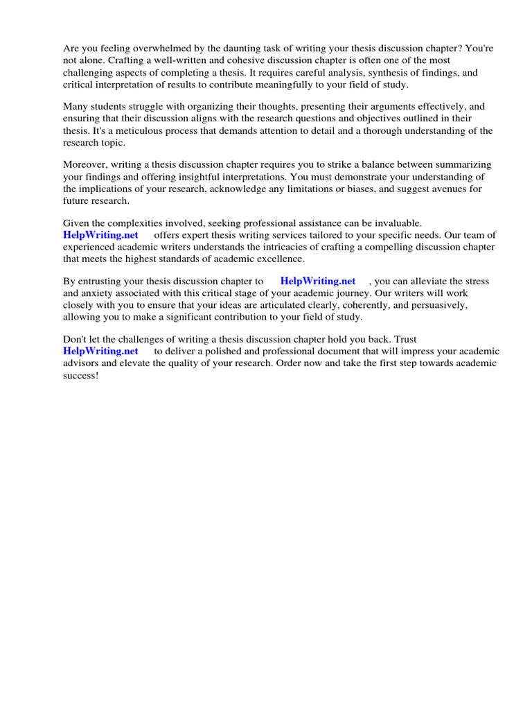 Thesis Discussion Chapter | PDF | Thesis | Information
