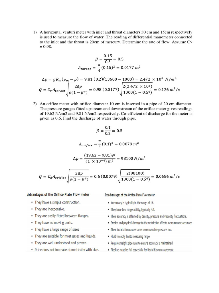 Fluid Flow Measurement Analysis | PDF