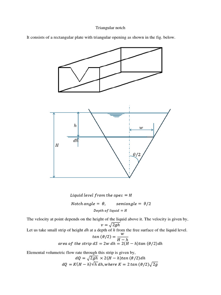 Triangular Notch | Download Free PDF | Discharge (Hydrology) | Dynamics ...