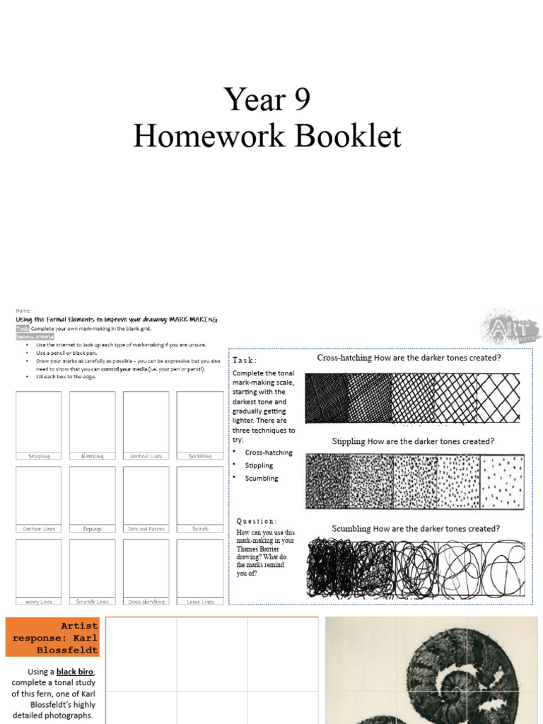 Yr9 Homework Booklet | PDF | Drawing | Artistic Techniques