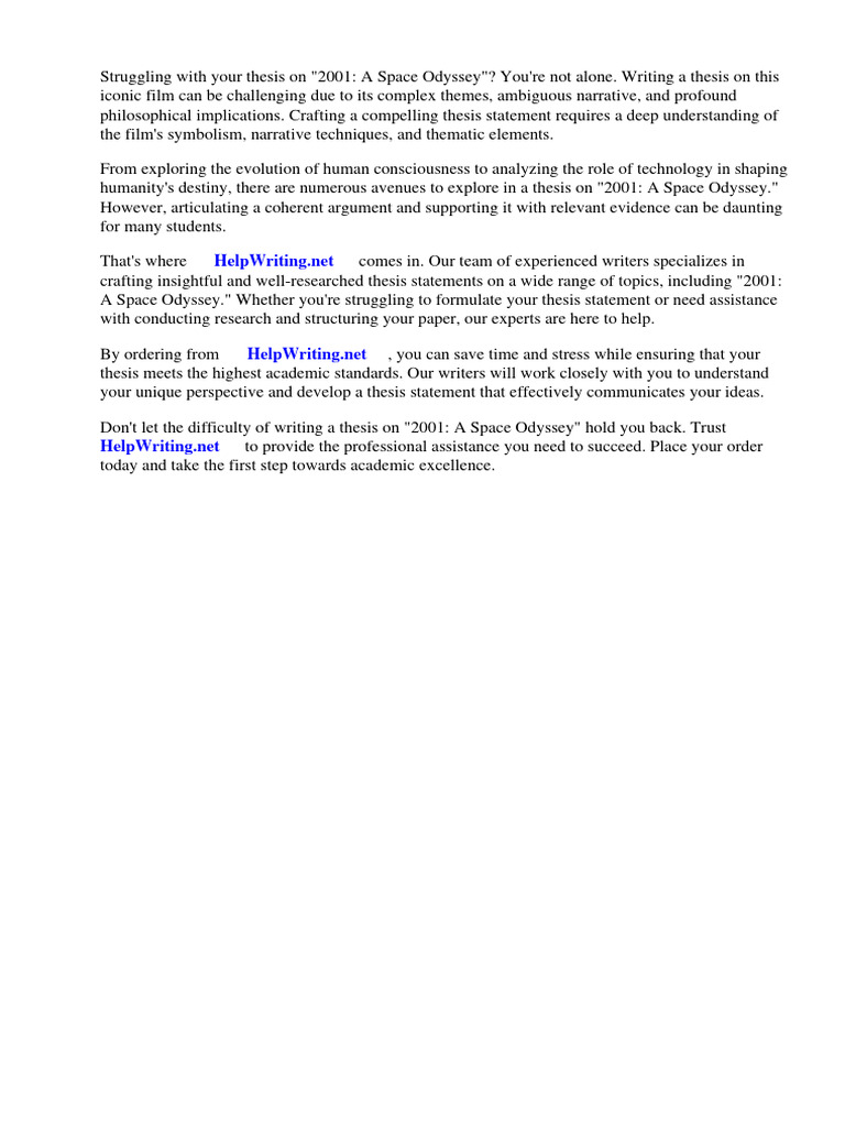 2001 A Space Odyssey Thesis Statements | PDF | Artificial Intelligence | Intelligence (AI ...