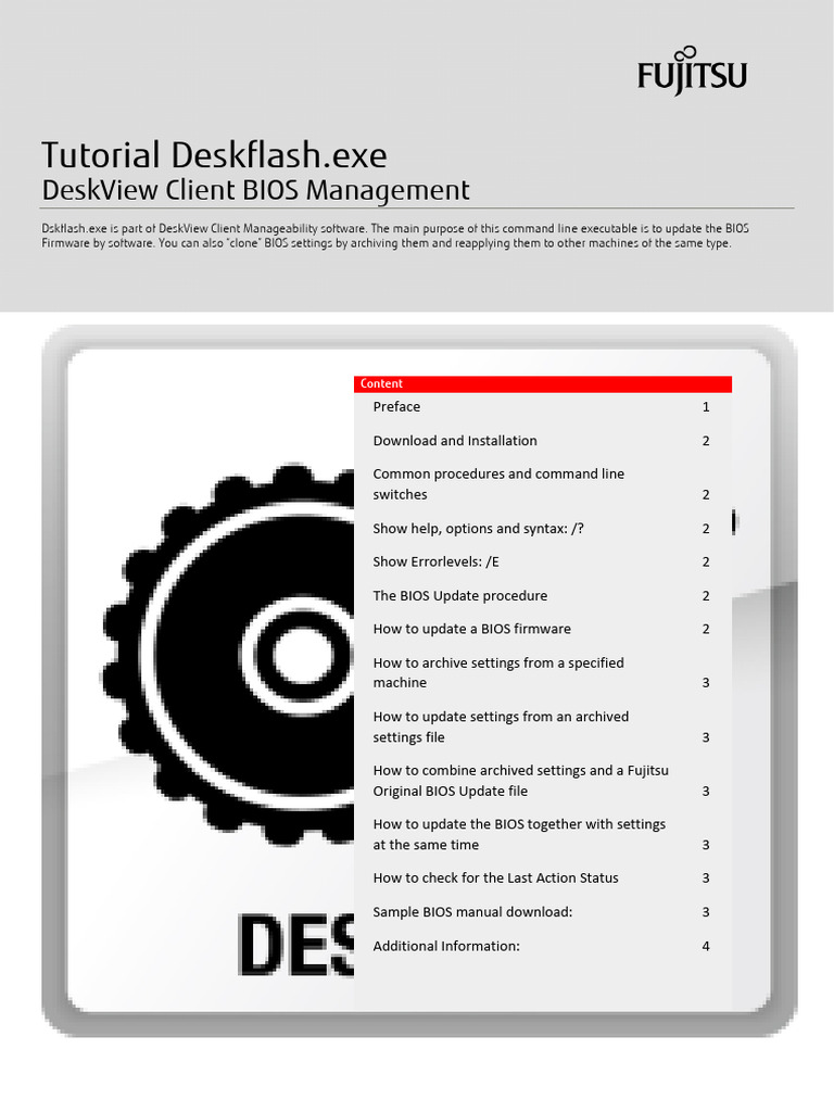 Fujitsu DeskView BIOS Management BIOS Update Tutorial | PDF | Bios | Installation (Computer ...
