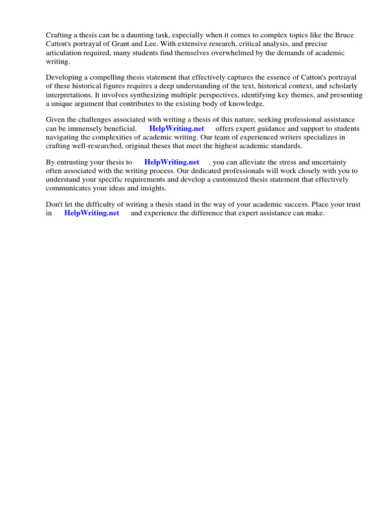Bruce Catton Grant and Lee Thesis Statement | PDF | American Civil War ...