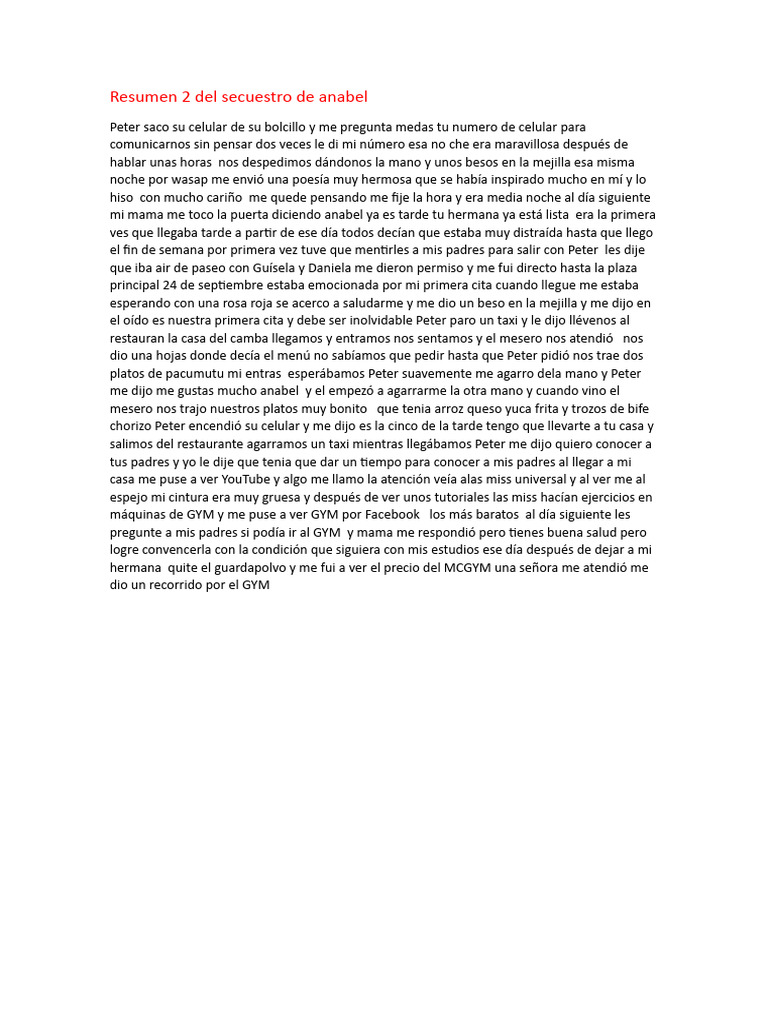 Resumen Del Secuestro de Anabel | PDF | Novela negra, policíaca y suspenso