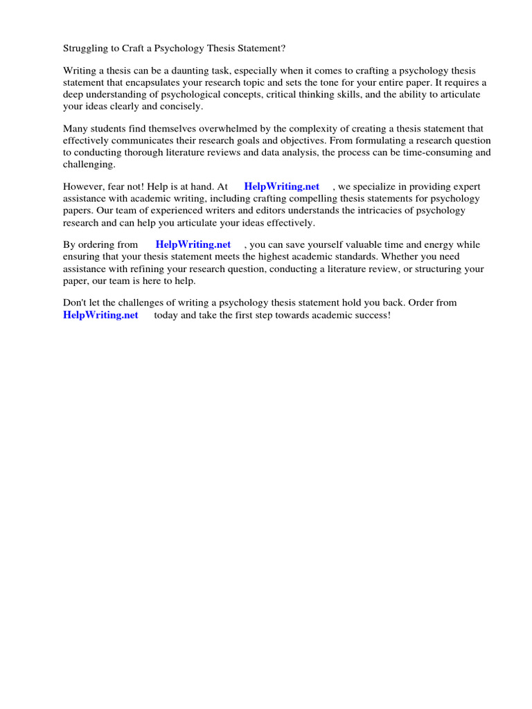 Psychology Thesis Statement | PDF | Thesis | Essays