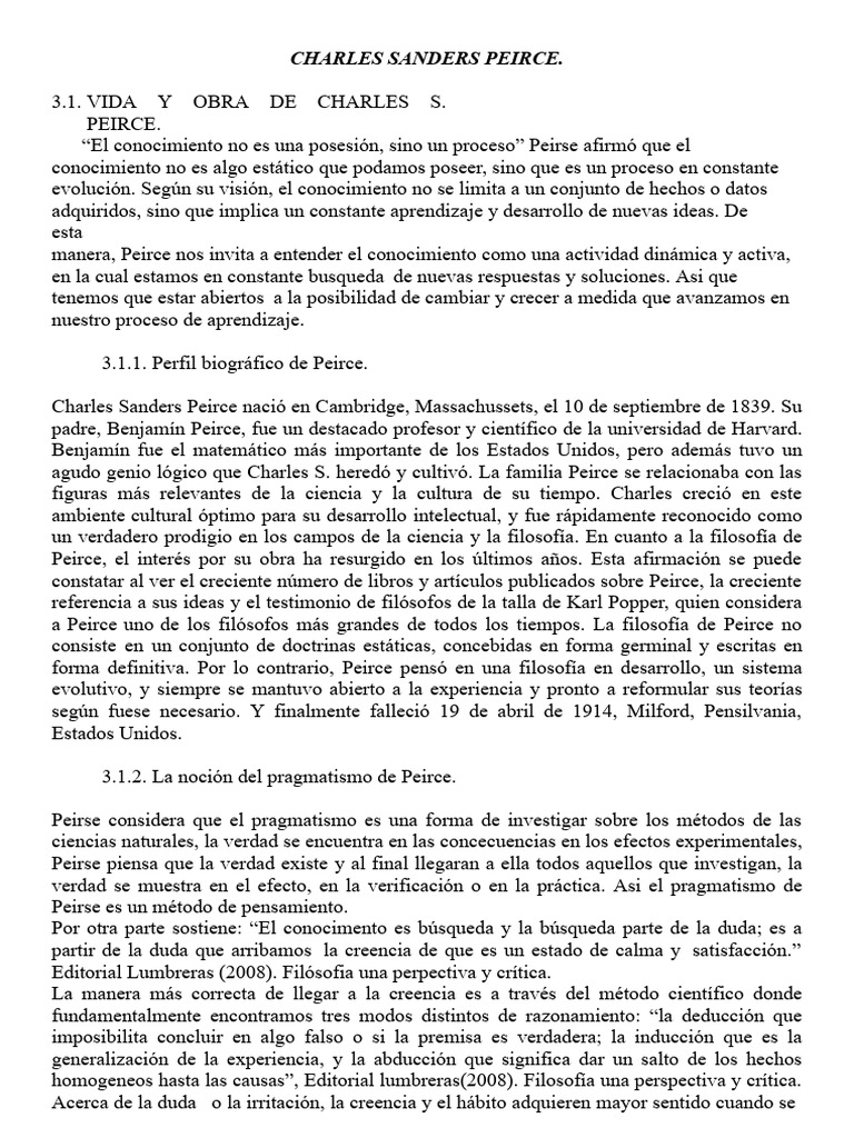 Filosofía y Semiótica de Peirce | PDF | Charles Sanders Peirce ...