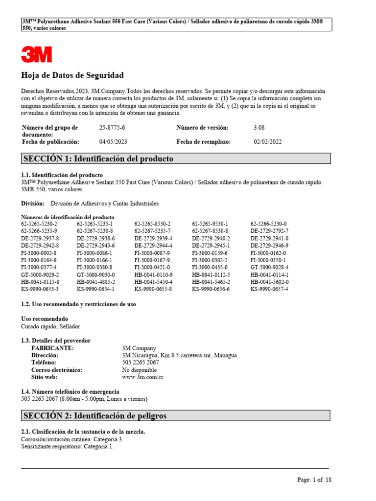 Hds Sellador Adhesivo Pdf Alergia Química