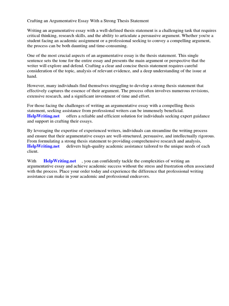 Argumentative Essay With Thesis Statement | PDF | Essays | Argument
