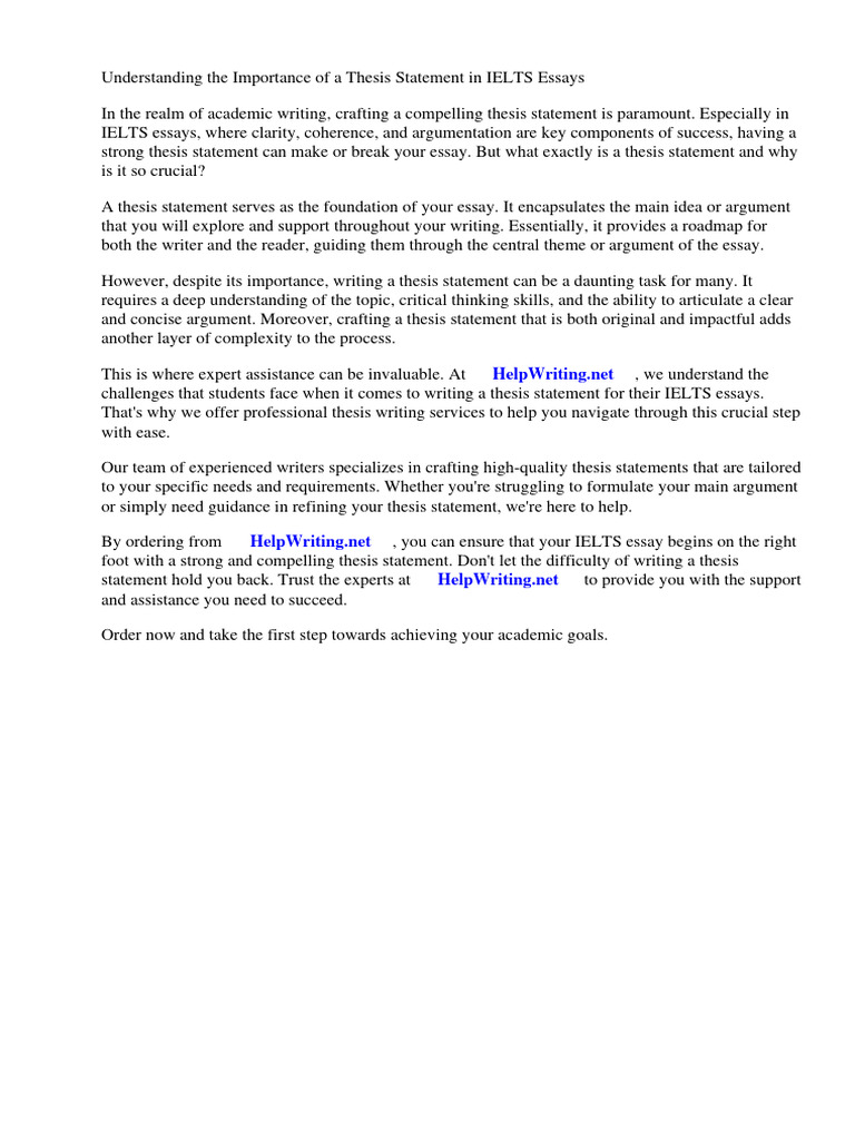 What Is Thesis Statement in Ielts Essay | PDF | Essays | Thesis