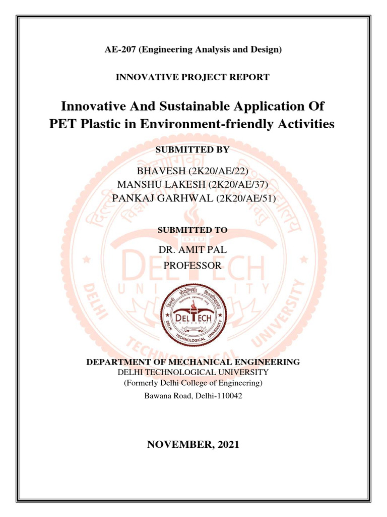 Innovative and Sustainable Application of PET Plastic in Environment ...