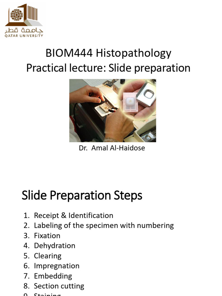 Histology Slide Preparation Guide | PDF | Fixation (Histology) | Staining