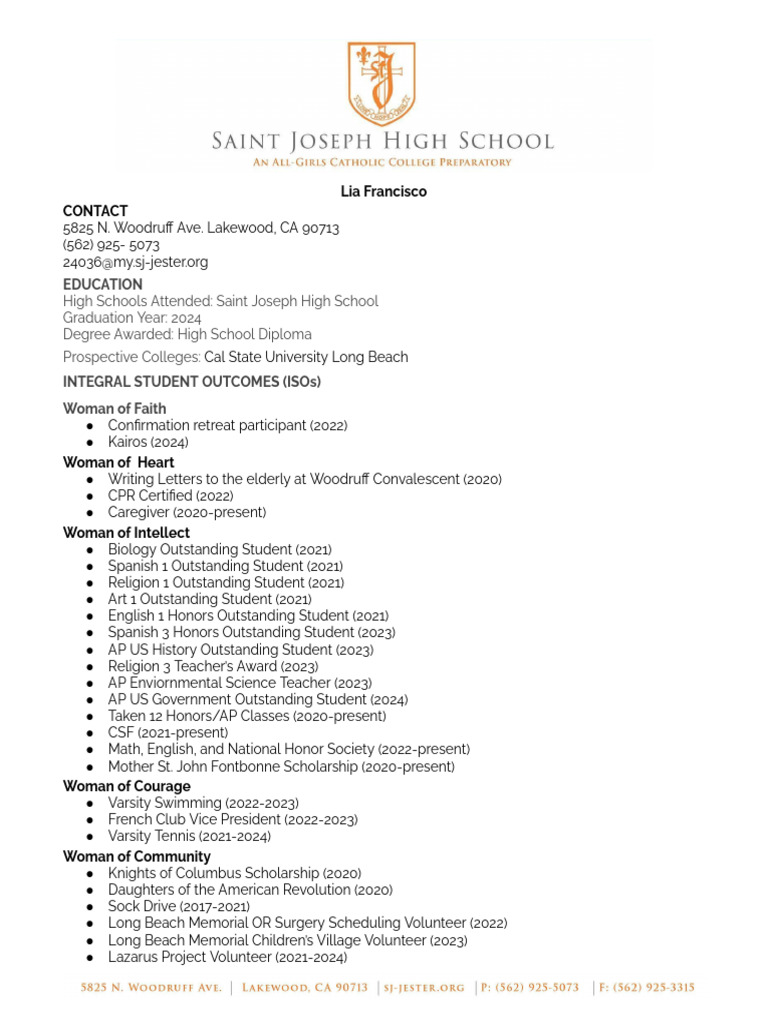Senior Capstone Resume Template | PDF