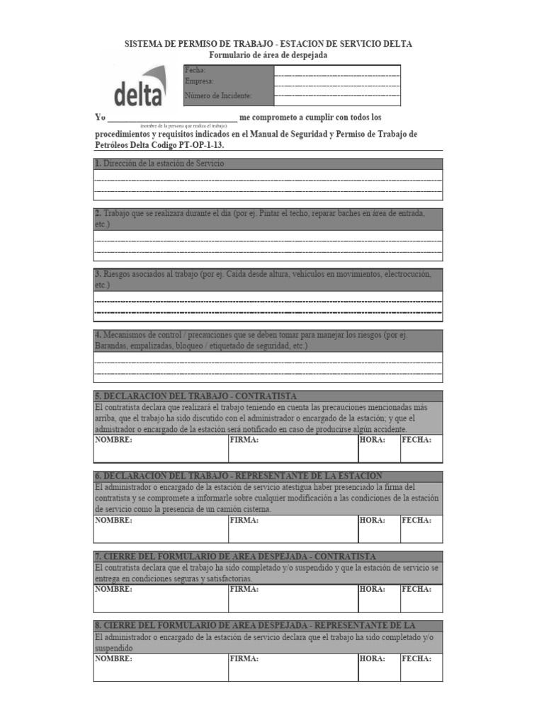 Formulario de Permiso de Trabajo-Delta | PDF | Informática | Tecnología