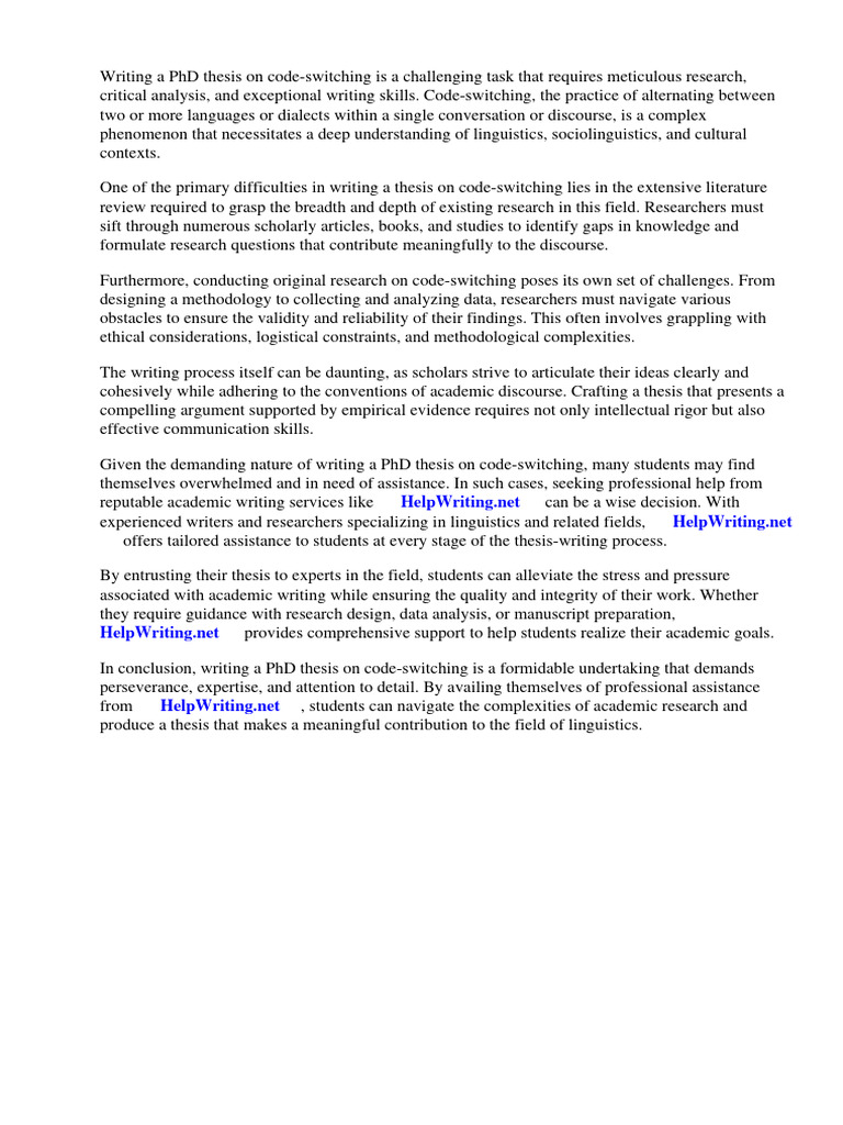 PHD Thesis On Code Switching | PDF | Multilingualism | Thesis