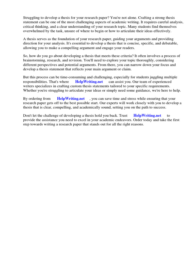 How To Develop A Thesis For A Research Paper | PDF | Thesis | Methodology