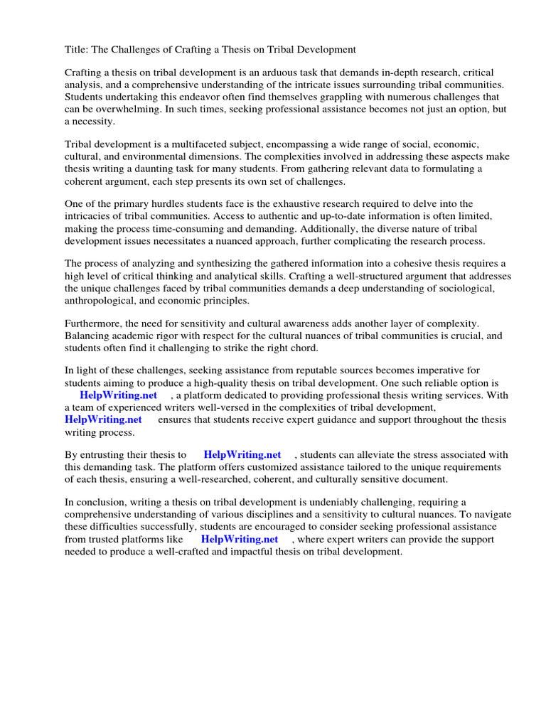 Thesis On Tribal Development | PDF | Tribe | Innovation