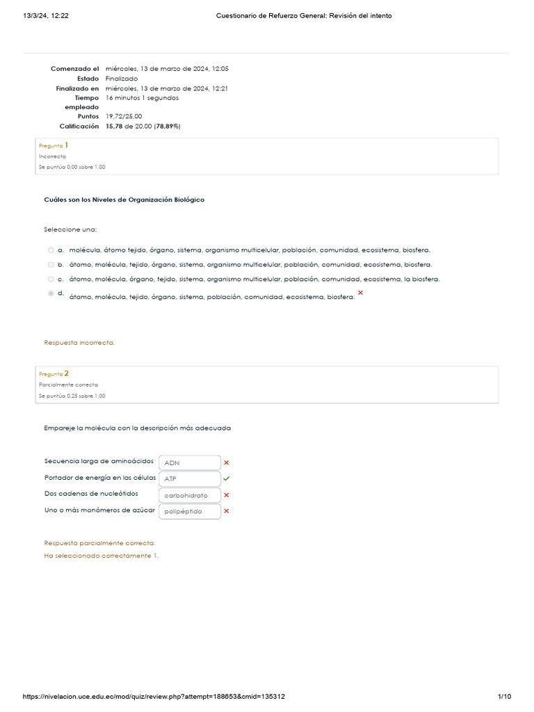 Cuestionario de Refuerzo General - Revisión Del Intento333 | PDF ...