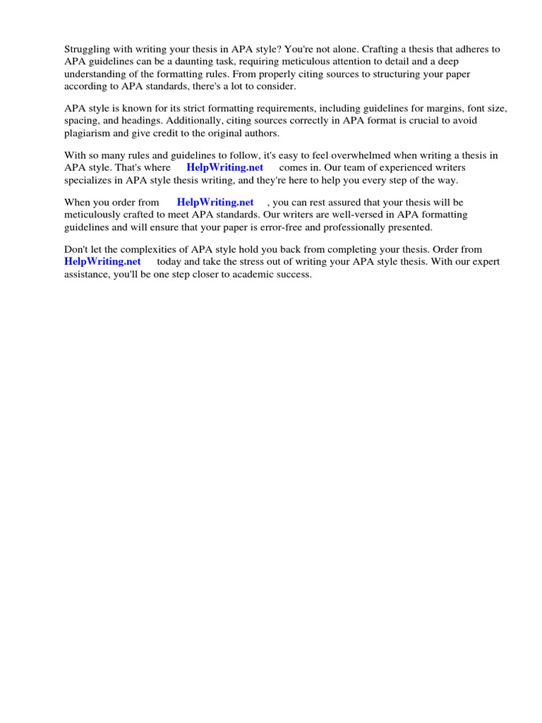 Apa Style Thesis Writing Pdf Apa Style Thesis
