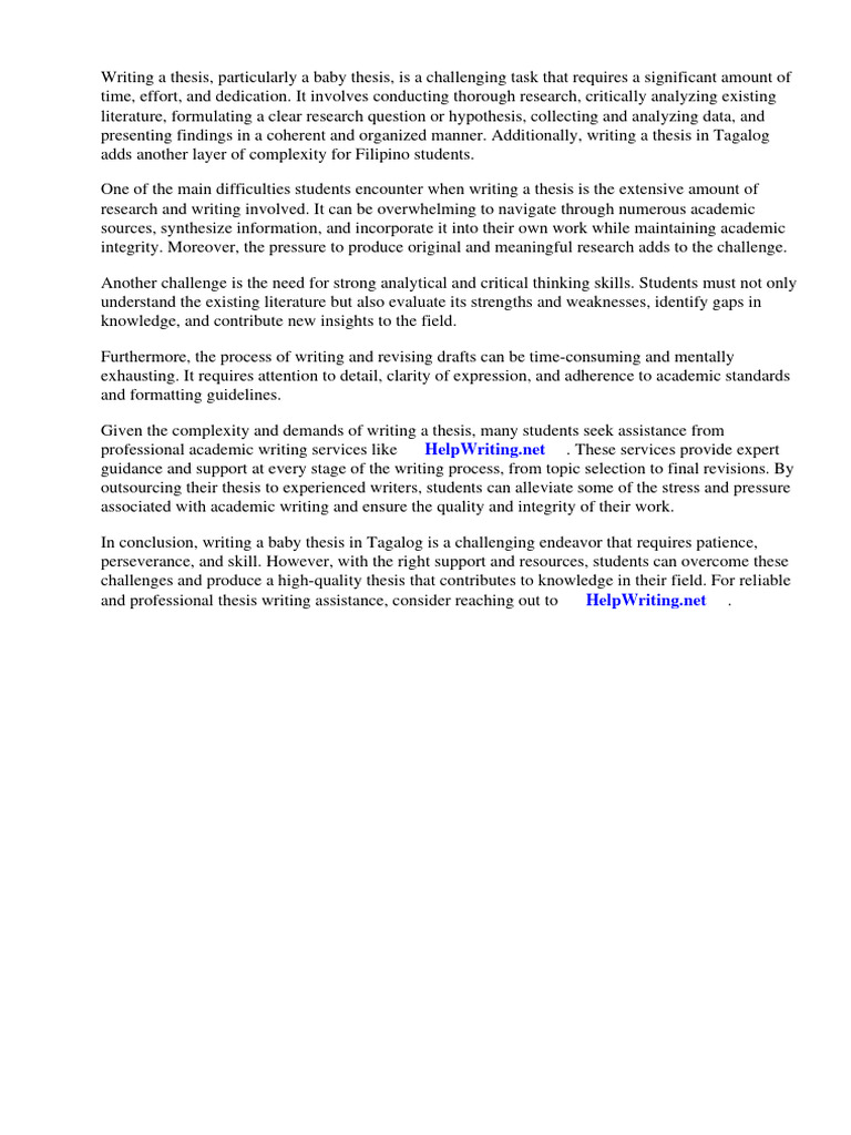 Baby Thesis Tagalog Sample | PDF | Tagalog Language | Thesis