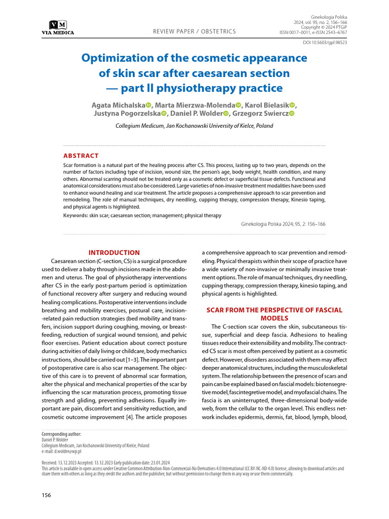 Optimization of the cosmetic appearance of skin scar after caesarean ...