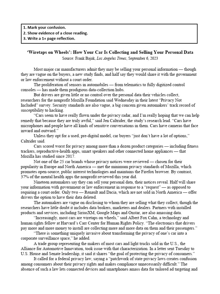 Car Data Collection | PDF | Privacy | Car