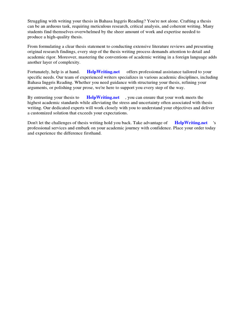 Contoh Thesis Bahasa Inggris Reading | PDF | Indonesian Language | Thesis